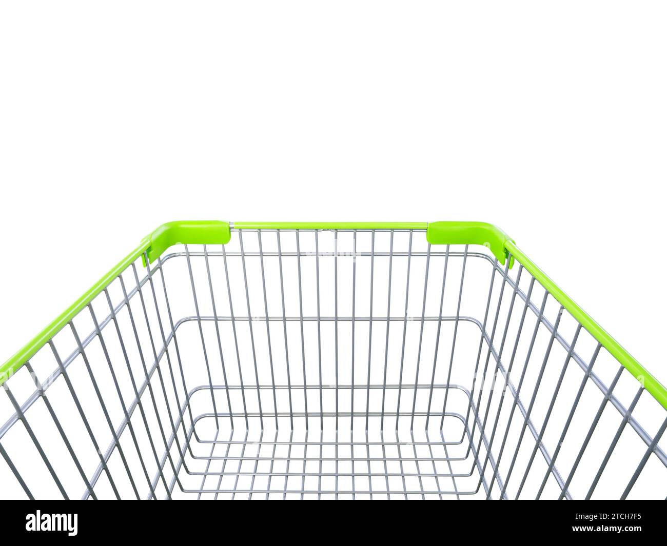 green shopping cart isolated on white background with clipping path ...
