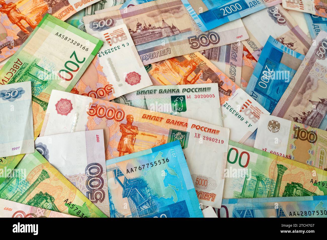 Background of different russian rubles banknotes, one million cash ...