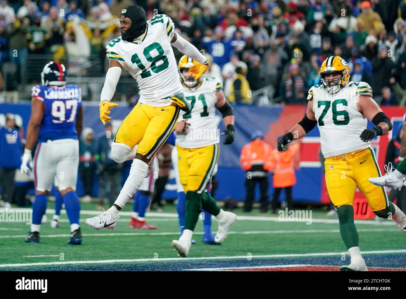 Green Bay Packers Malik Heath (18) celebrates his touchdown during the ...