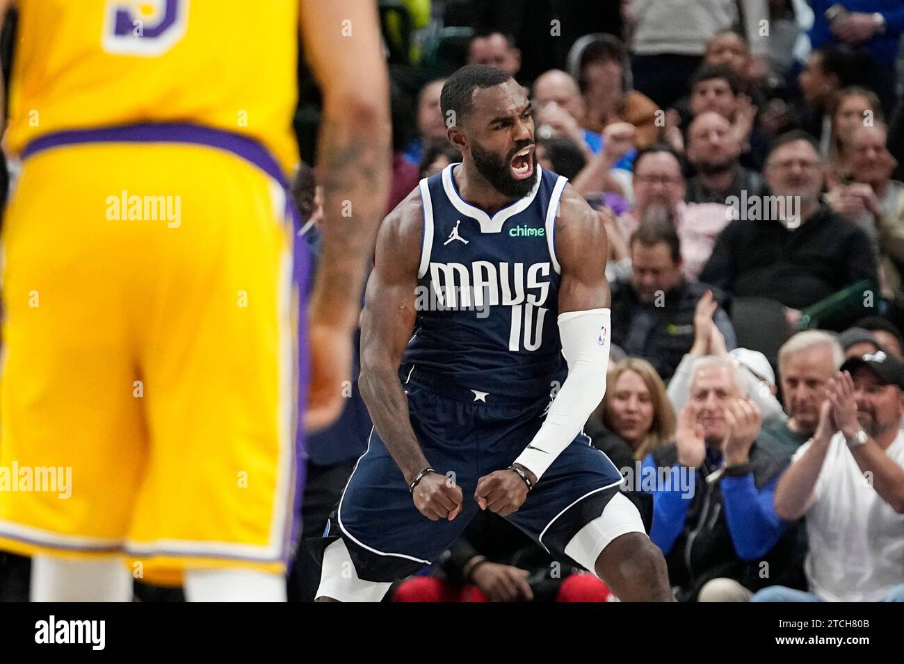 Dallas Mavericks forward Tim Hardaway Jr. reacts to scoring late in the ...