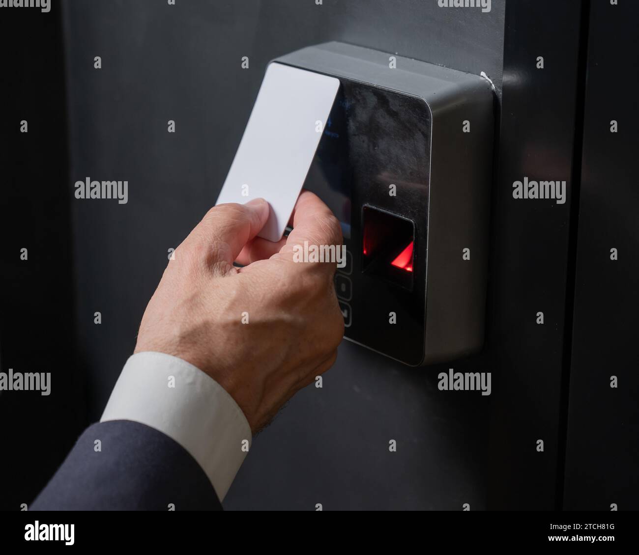 A man opens the door with a card. Modern electronic lock. Keyless Entry ...