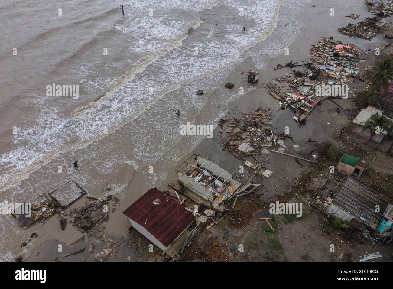 An aerial view of the coastal community of El Bosque, in the state of Tabasco, Mexico, Wednesday ...