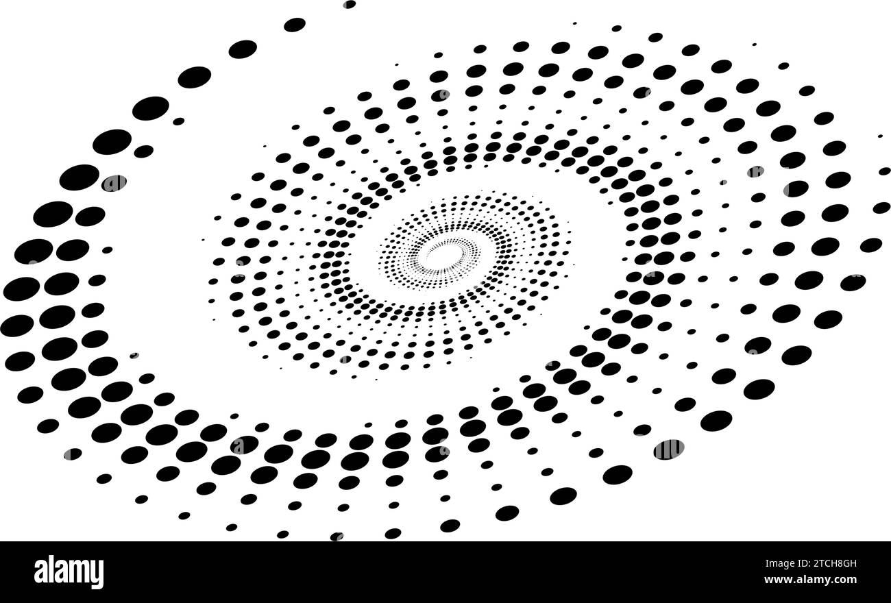 Spiral dotted line element. Radial spinning halftone texture. Circle ...