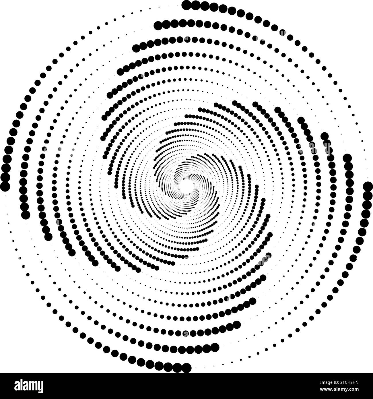 Dotted spiral lines element. Radial spinning halftone texture. Circle ...