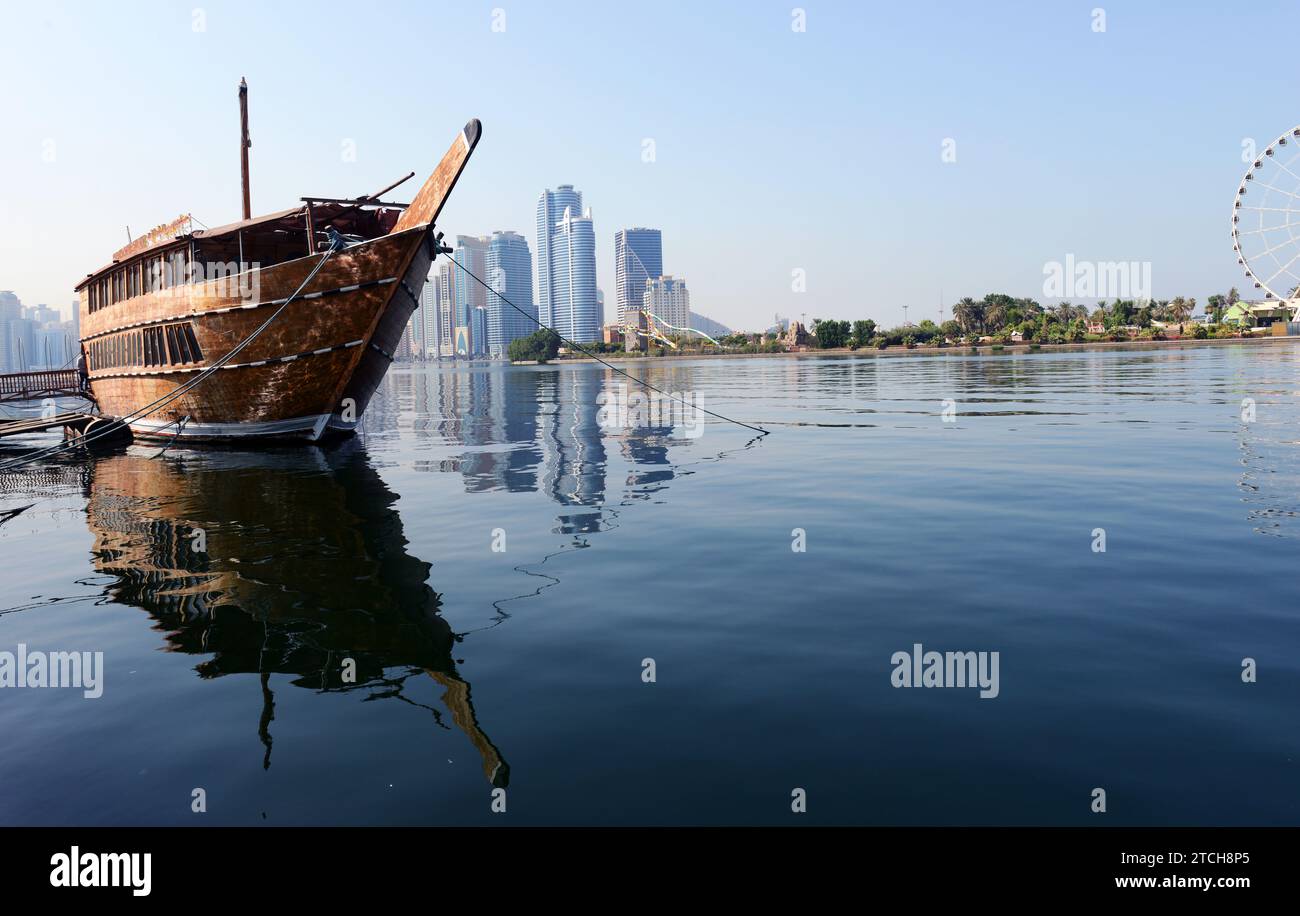 The Sharjah Dhow Restaurant by the Corniche Buhaira in Sharjah, UAE ...