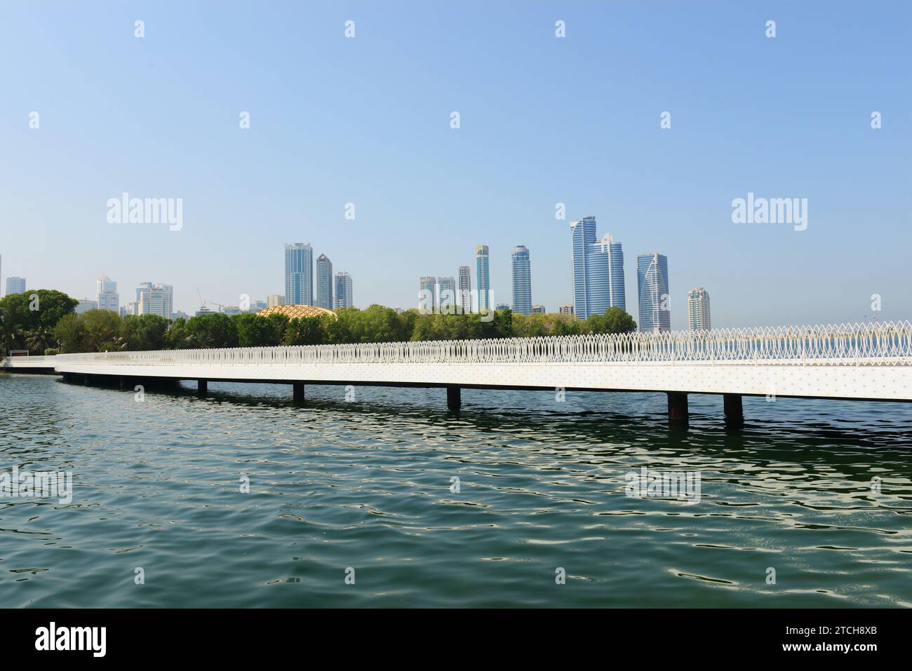 The bridge connecting the corniche with Al Noor island in Sharjah, UAE ...