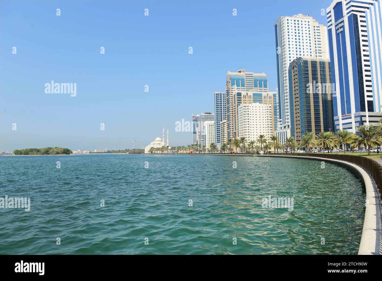 The modern skyline of Sharjah, UAE Stock Photo - Alamy