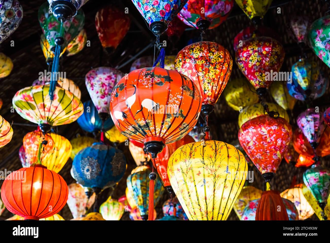Many colorful lanterns hanging in Vietnam for Tet Lunar New Year Stock ...