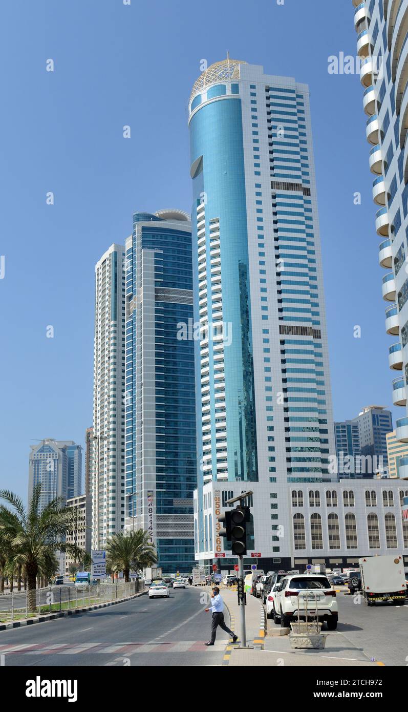 Modern buildings along the Corniche in Al Khan, Sharjah, UAE Stock ...