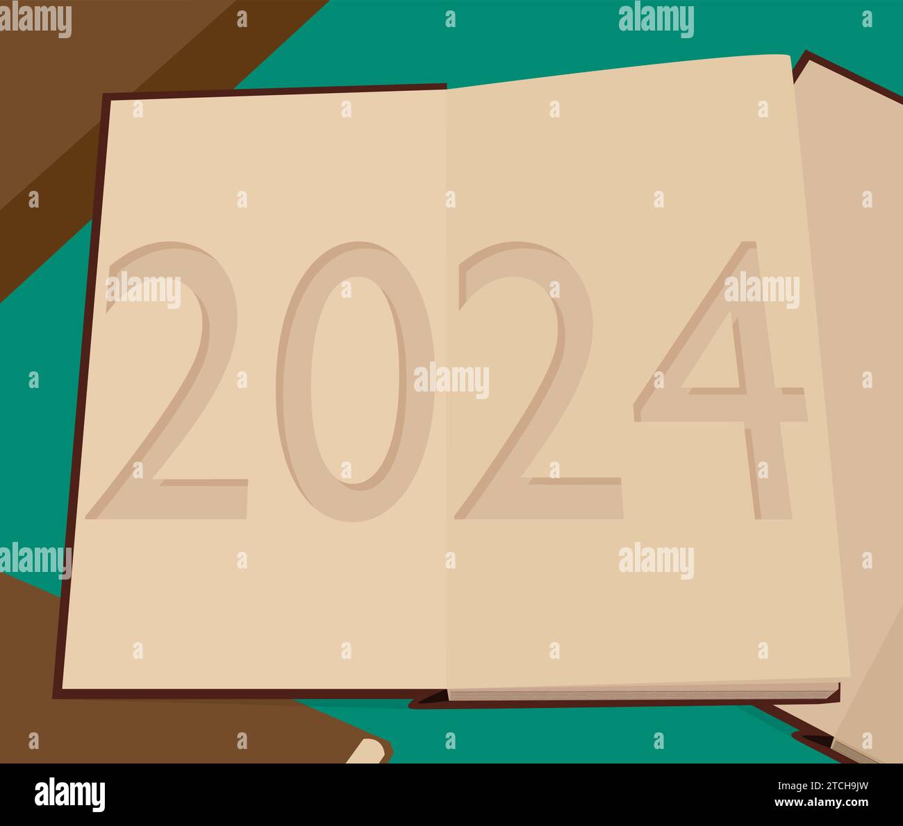 2024 number on a book, cartoon vector illustration Stock Vector Image ...