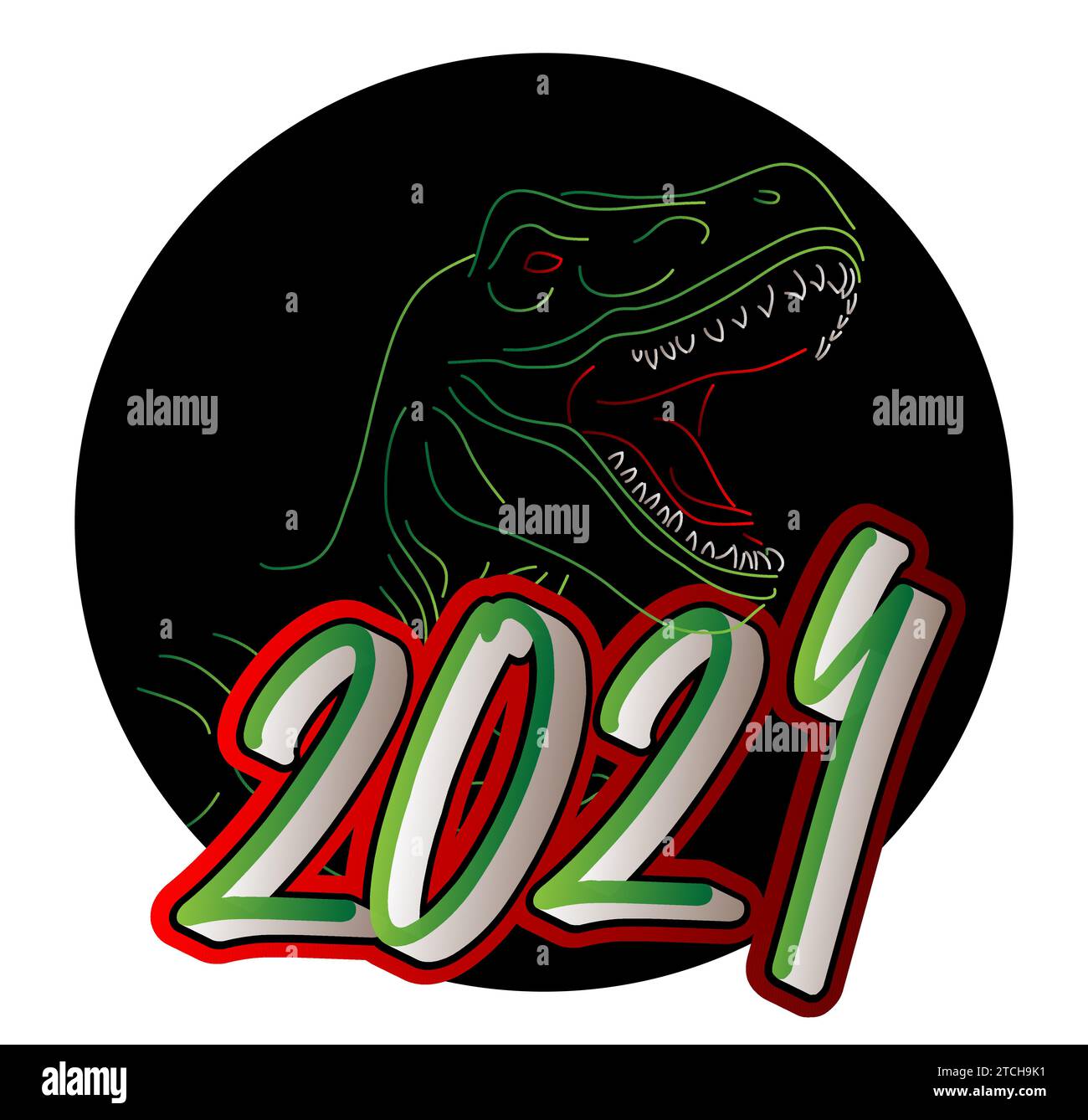 Dinosaur with speech bubble saying 2024 number. Tyrannosaurus Rex with ...