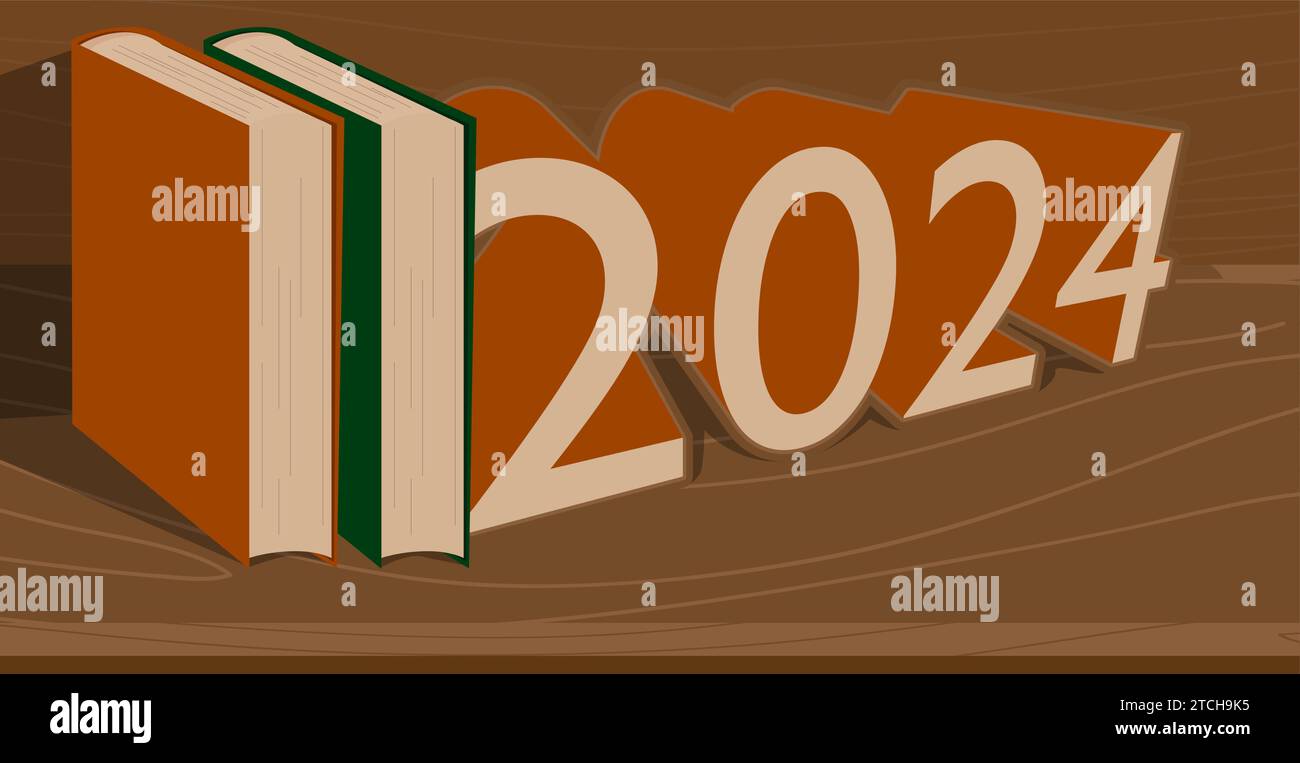 2024 number on a book, cartoon vector illustration Stock Vector Image ...