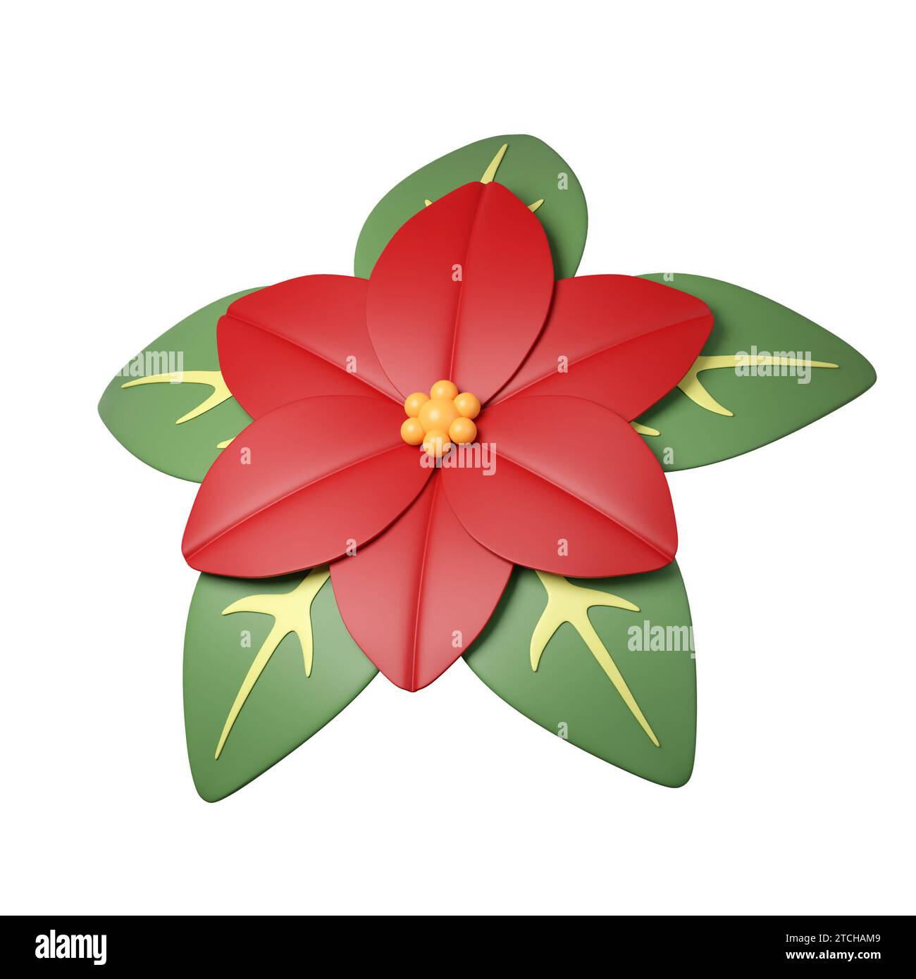 3d Christmas Poinsettia flower icon. minimal decorative festive conical ...