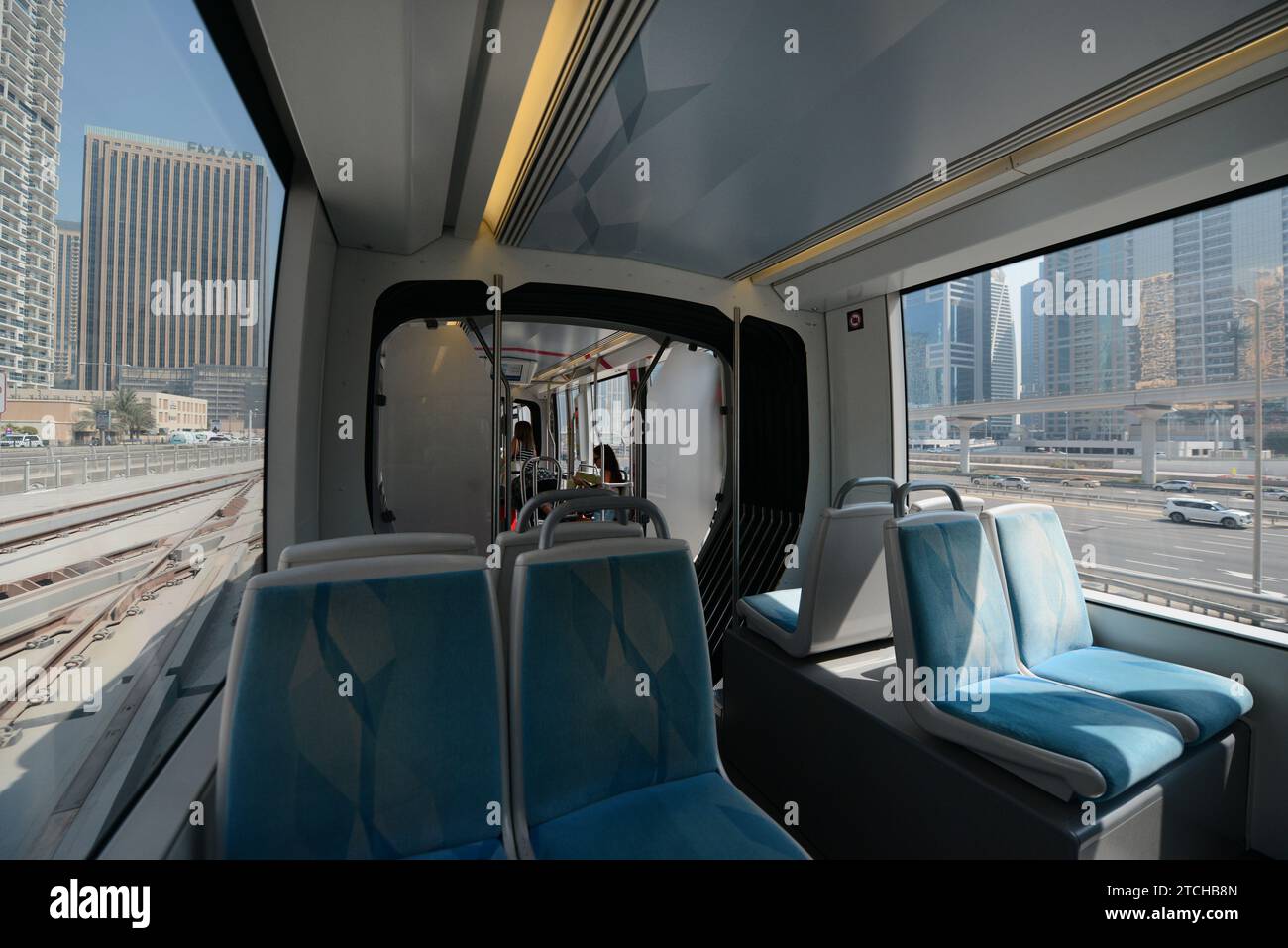 Riding in the Dubai metro train. Dubai, UAE Stock Photo - Alamy