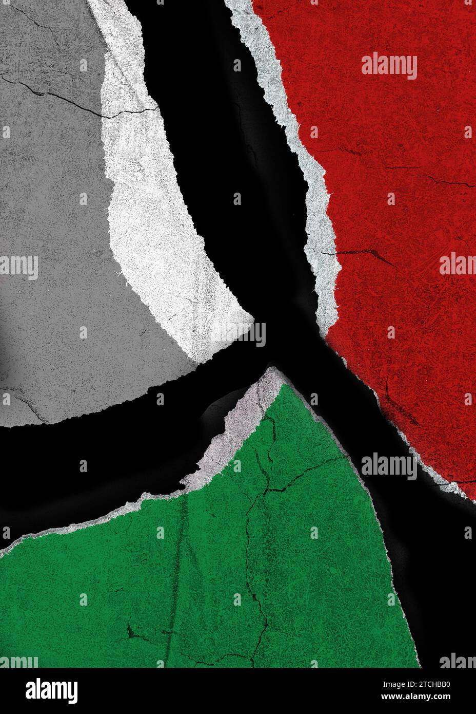 Palestine paper flag tears, texture grunge paper with red green and ...