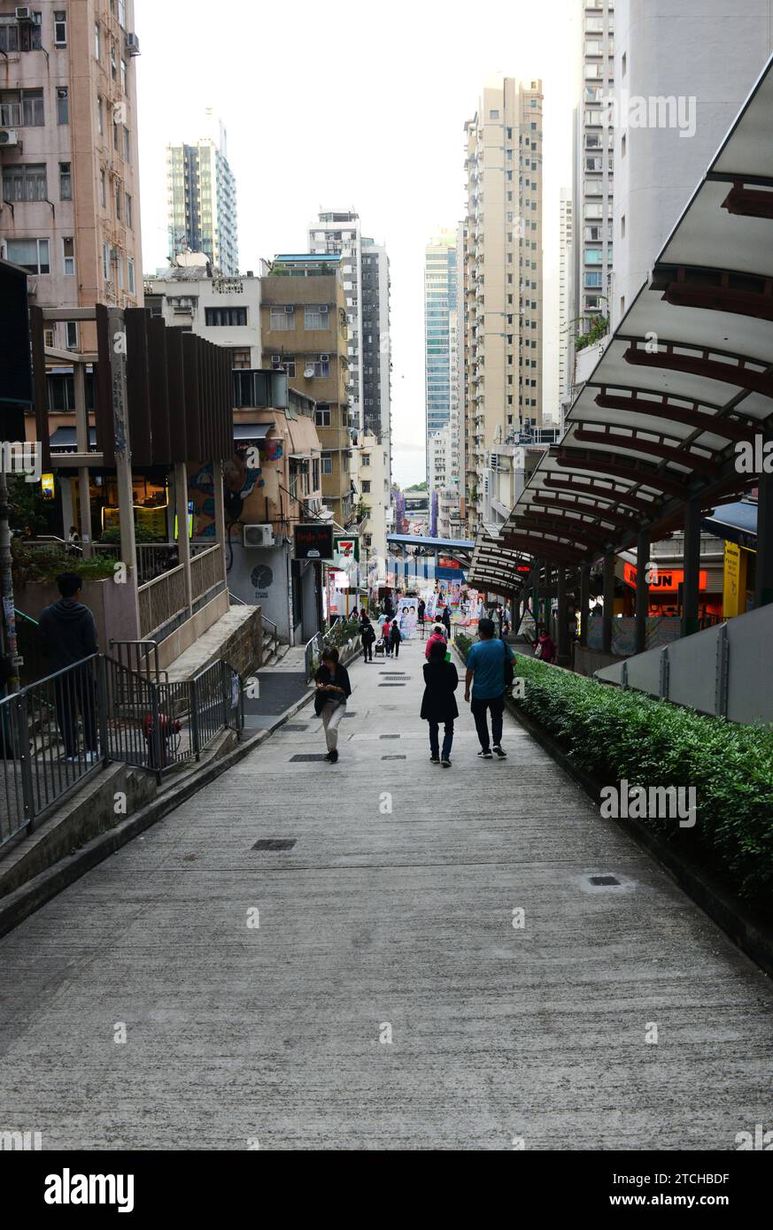 Walking down on Centre street in Sai Ying Pun, Hong Kong Stock Photo ...
