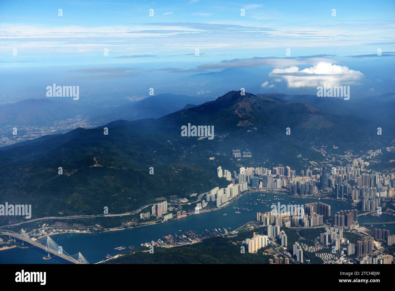 Aerial view of Tai Mo Shan and Tsuen Wan in Hong Kong Stock Photo - Alamy