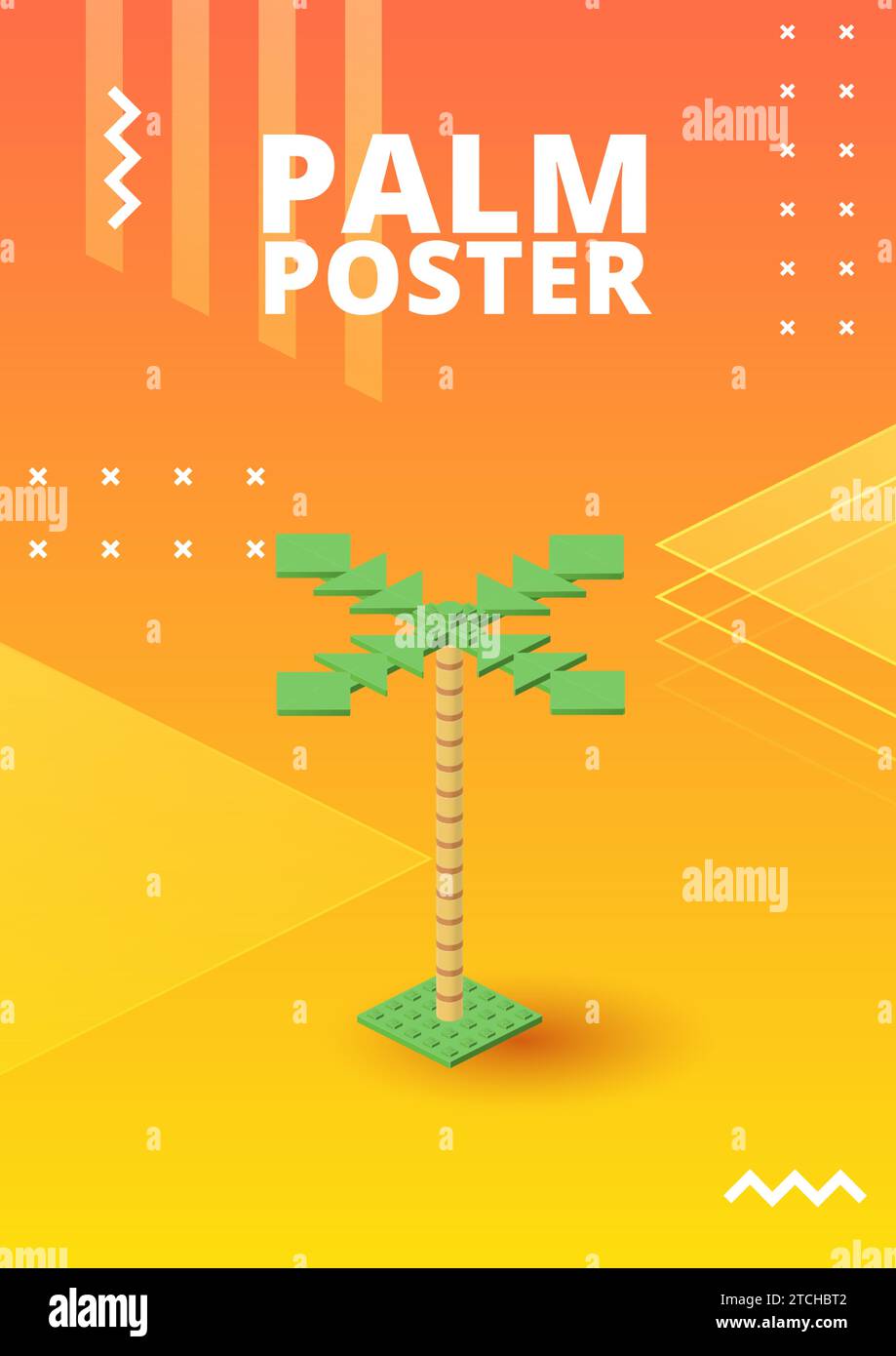 Palm tree poster for print and design. Vector illustration Stock Vector ...