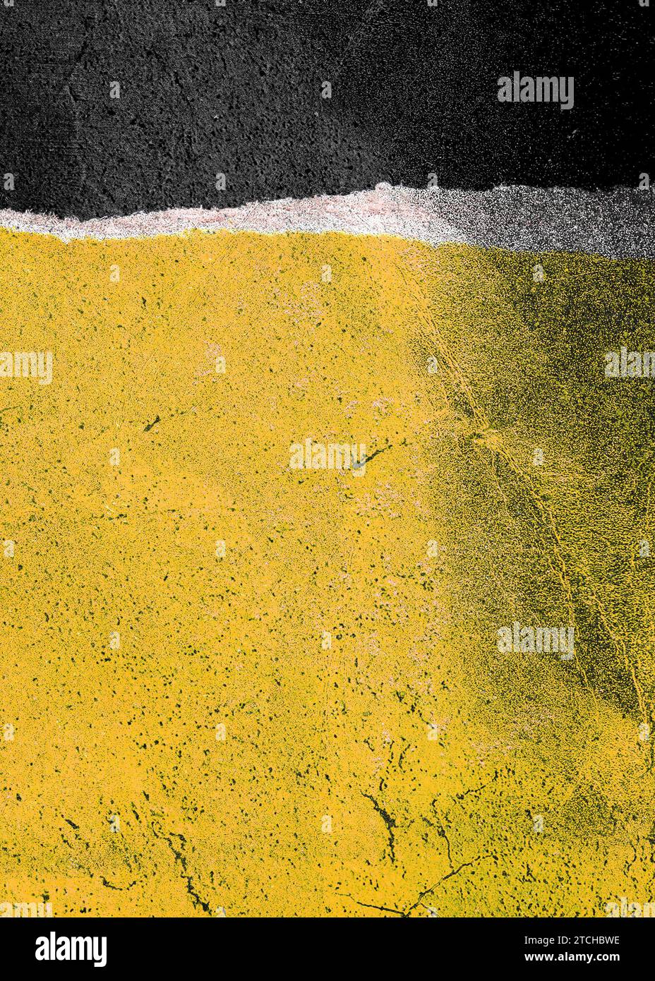 yellow ripped paper torn edges strips isolated on black vintage wall ...