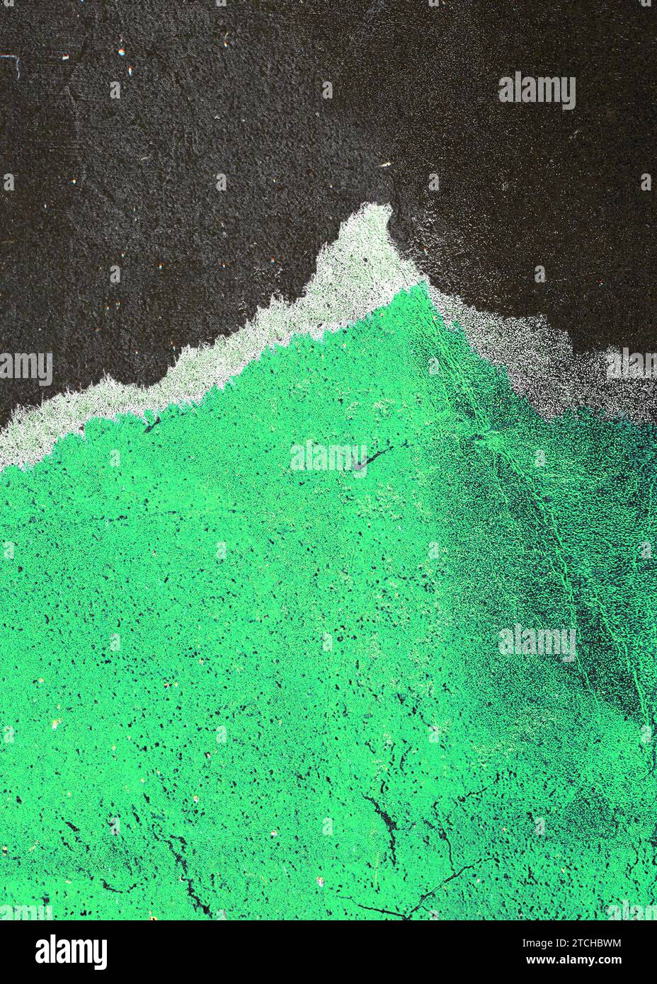 green ripped paper torn edges strips isolated on black wall background ...