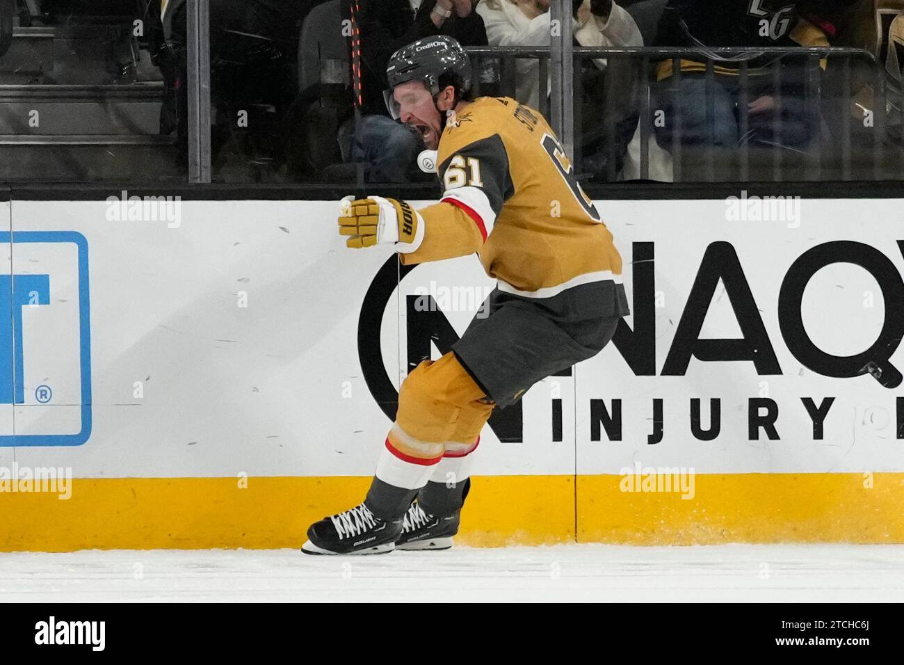 Vegas Golden Knights right wing Mark Stone (61) celebrates after ...