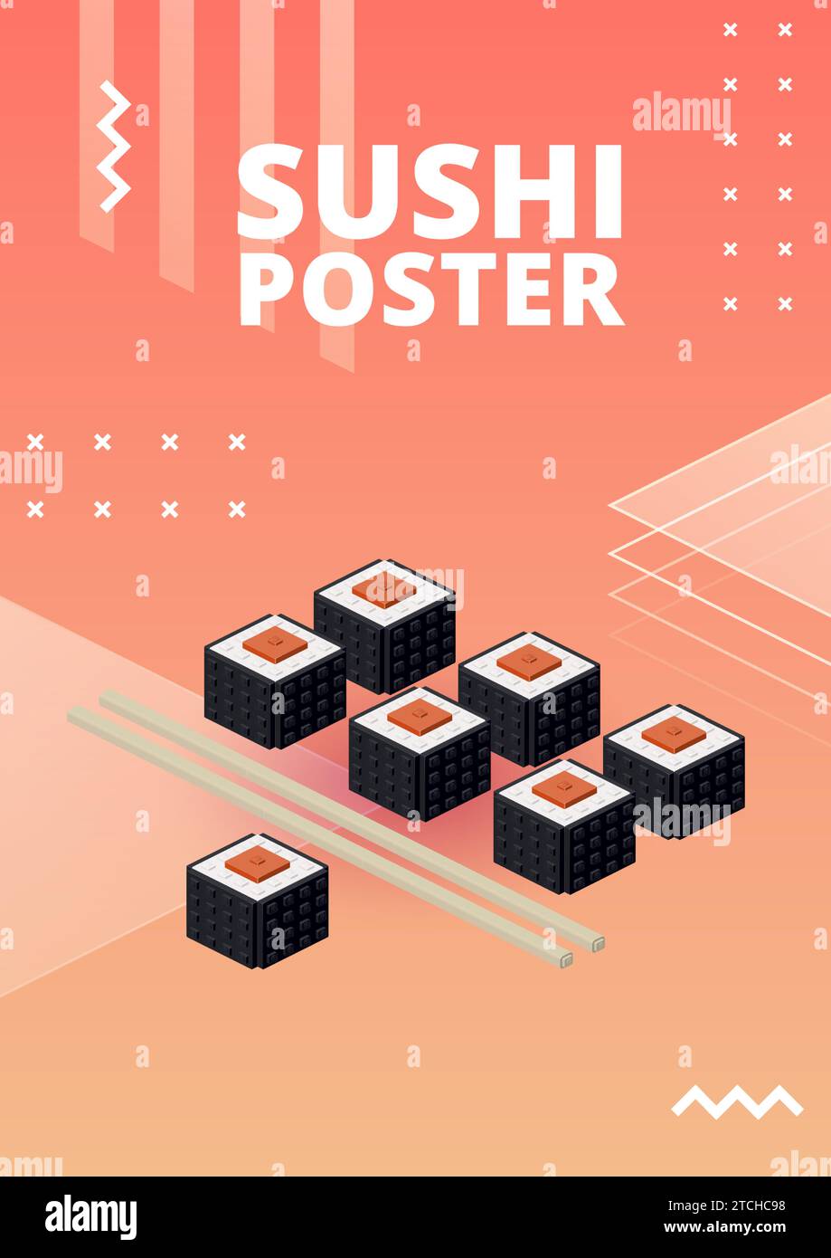 Sushi poster for print and design. Vector illustration Stock Vector ...