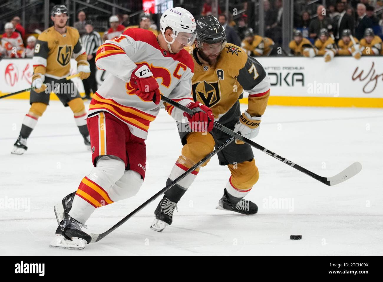 Calgary Flames center Mikael Backlund (11) and Vegas Golden Knights ...