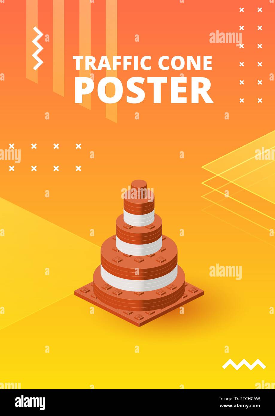 Traffic cone poster for print and design. Vector illustration Stock ...