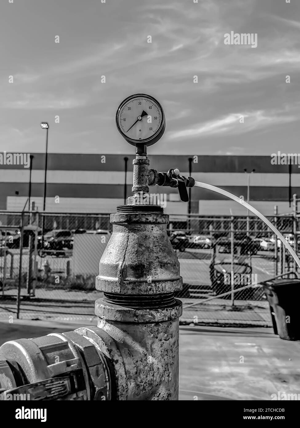 soil vapor extraction test well header with pressure gauge and sample ...