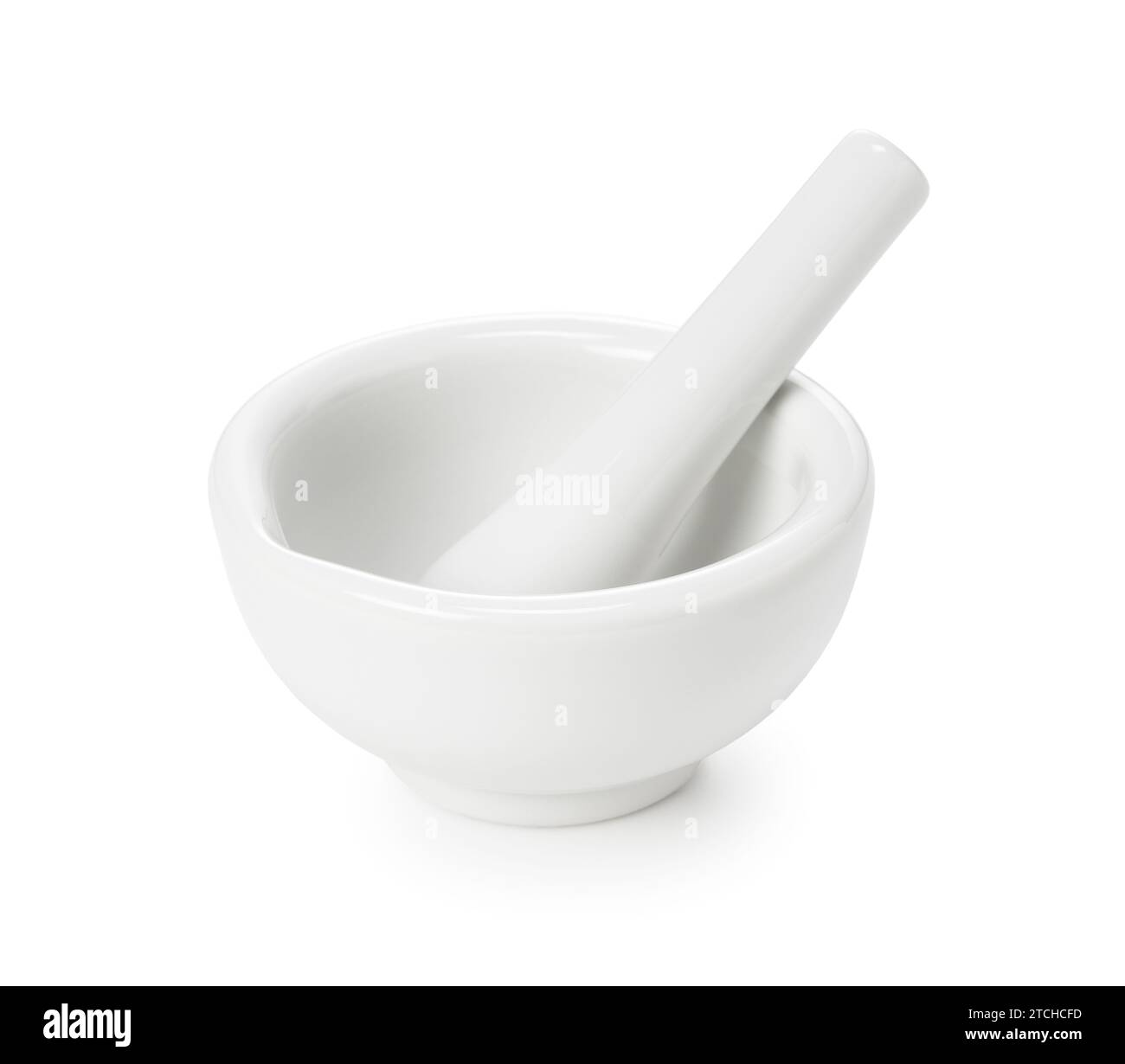 A ceramic mortar placed against a white background Stock Photo - Alamy