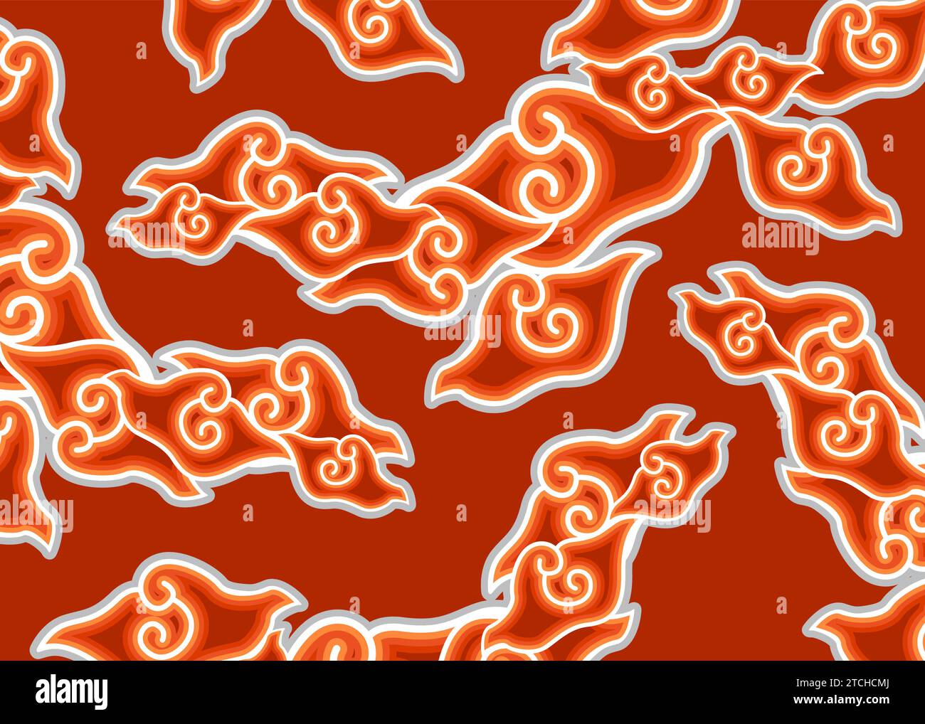 Mega Mendung motif, batik motif typical of West Java Indonesia, curved ...