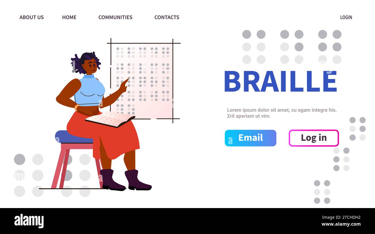 bling woman reading with braille alphabet people with disabilities ...