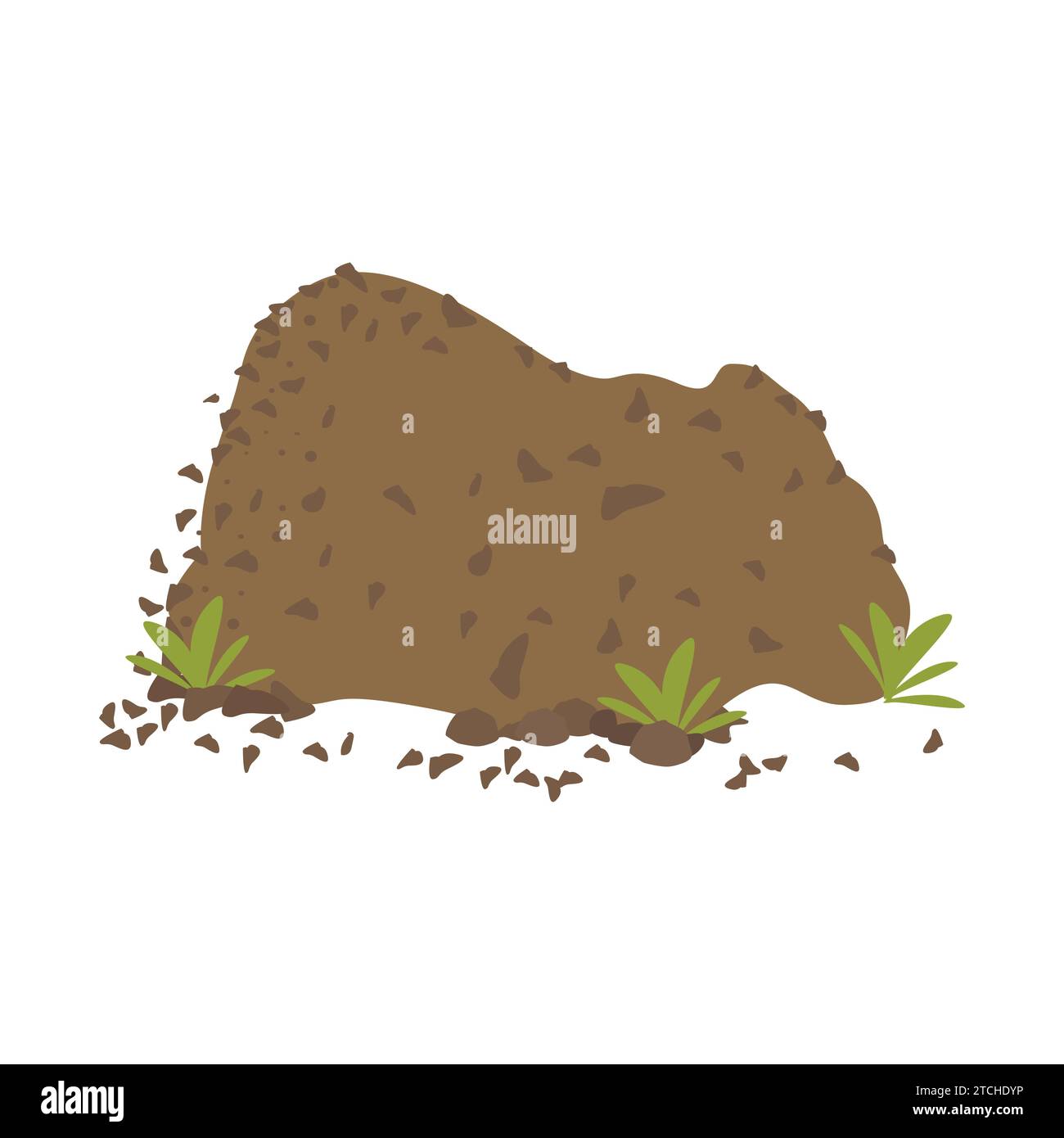A hill of earth with green grass. Vector flat illustration of a pile of ...
