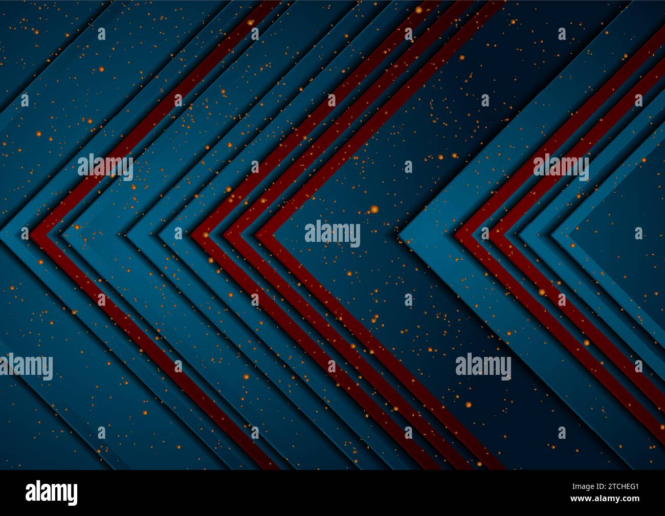 Dark blue and red tech arrows abstract geometric background with golden ...