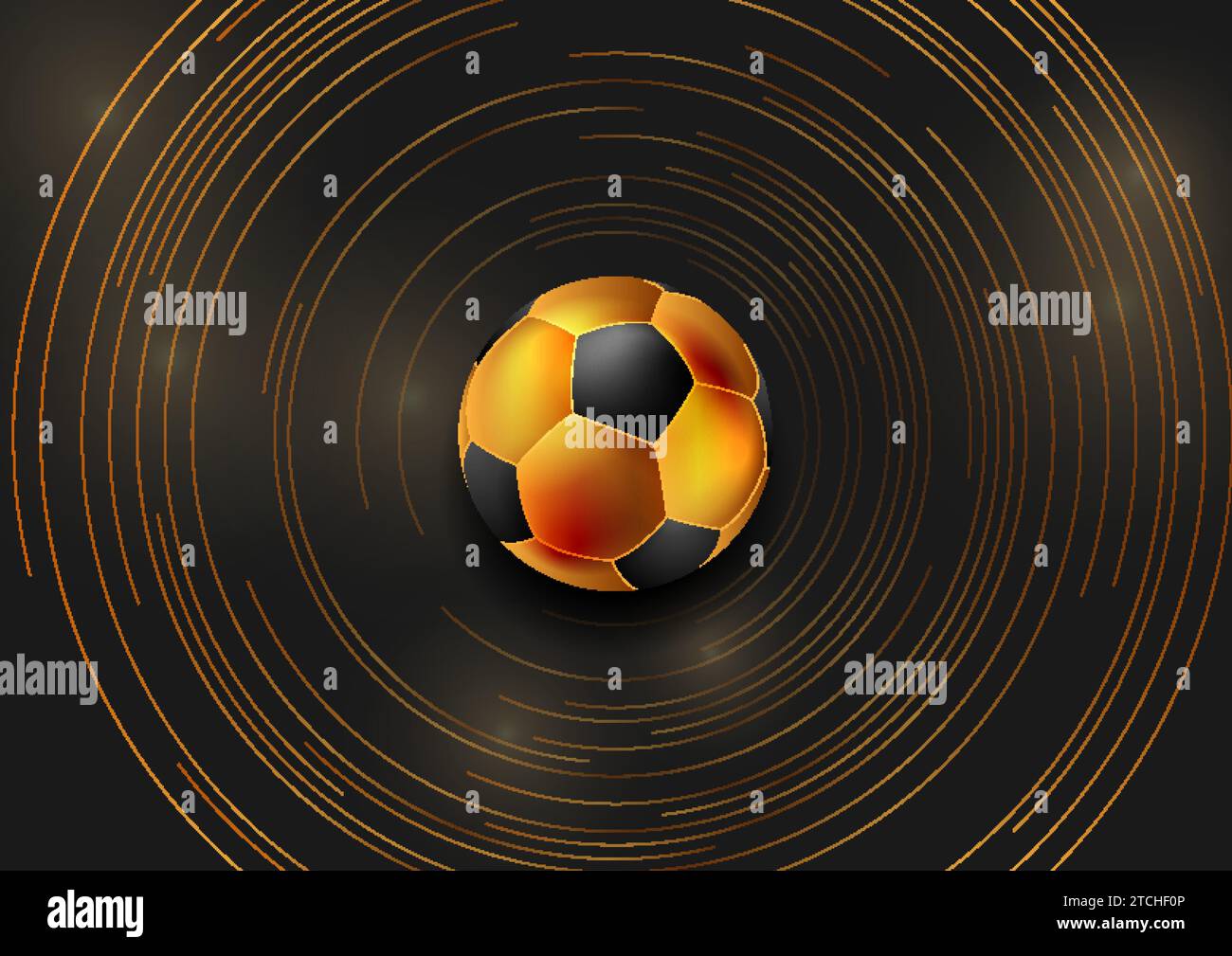 Luxury sport background with golden linear circles and soccer ball ...