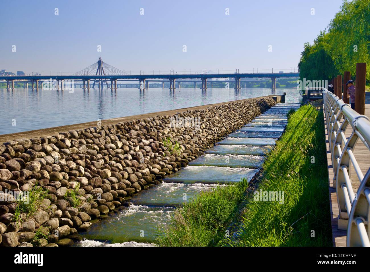 Seoul, South Korea - June 2, 2023: The water steps of Jamsil Fish Way ...