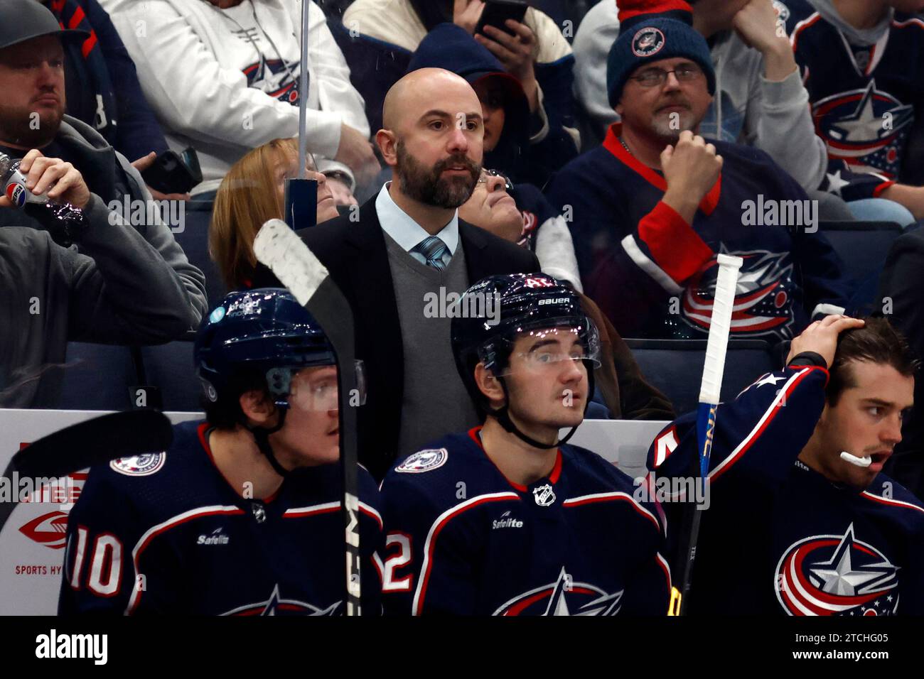 Columbus Blue Jackets coach Pascal Vincent watches his team against the ...