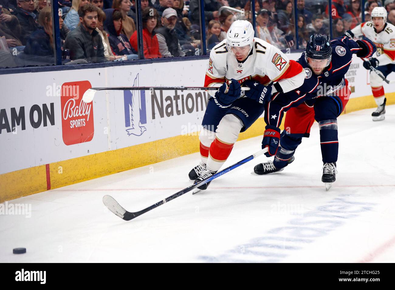 Florida Panthers forward Evan Rodrigues, left, and Columbus Blue ...