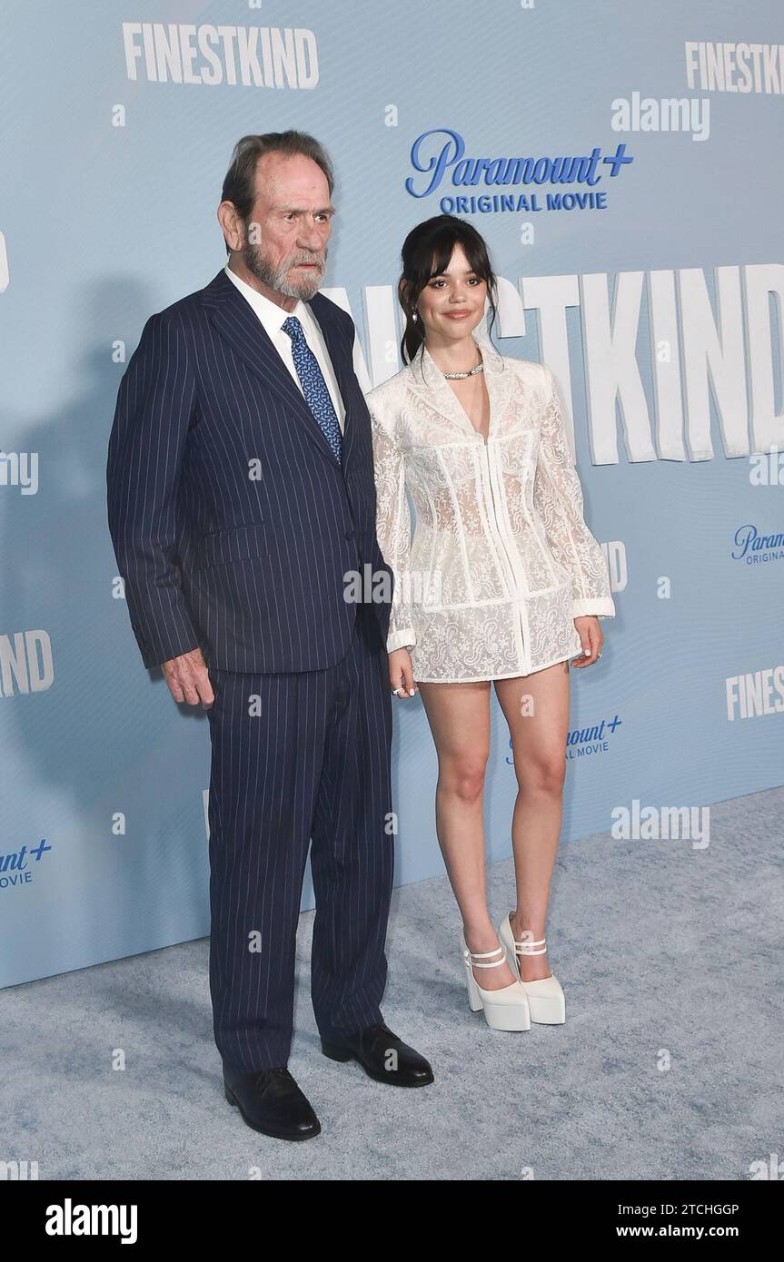 Jenna Ortega, left, and Tommy Lee Jones arrive at the premiere of ...