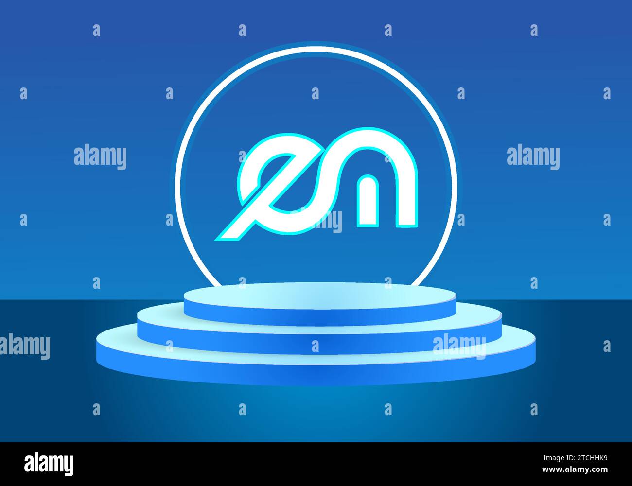 Letter EM blue logo sign. Vector logo design for business Stock Vector ...