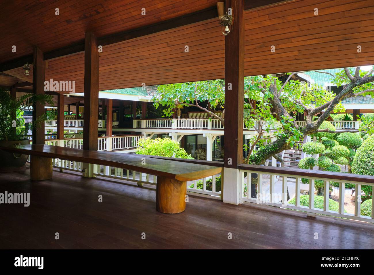 Typical view of the open air, large veranda design of the traditional ...