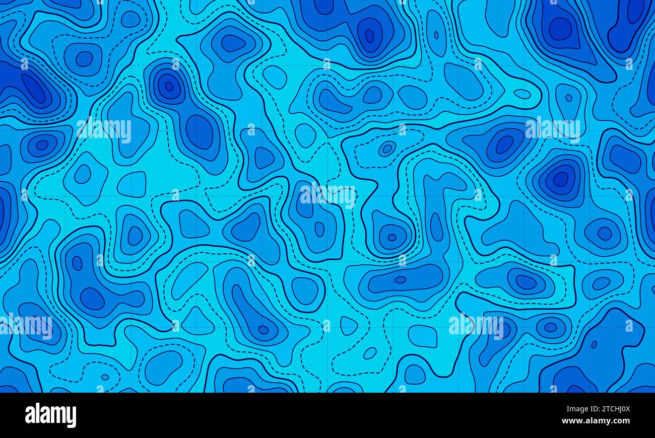 Ocean topographic line map with curvy wave isolines vector illustration ...