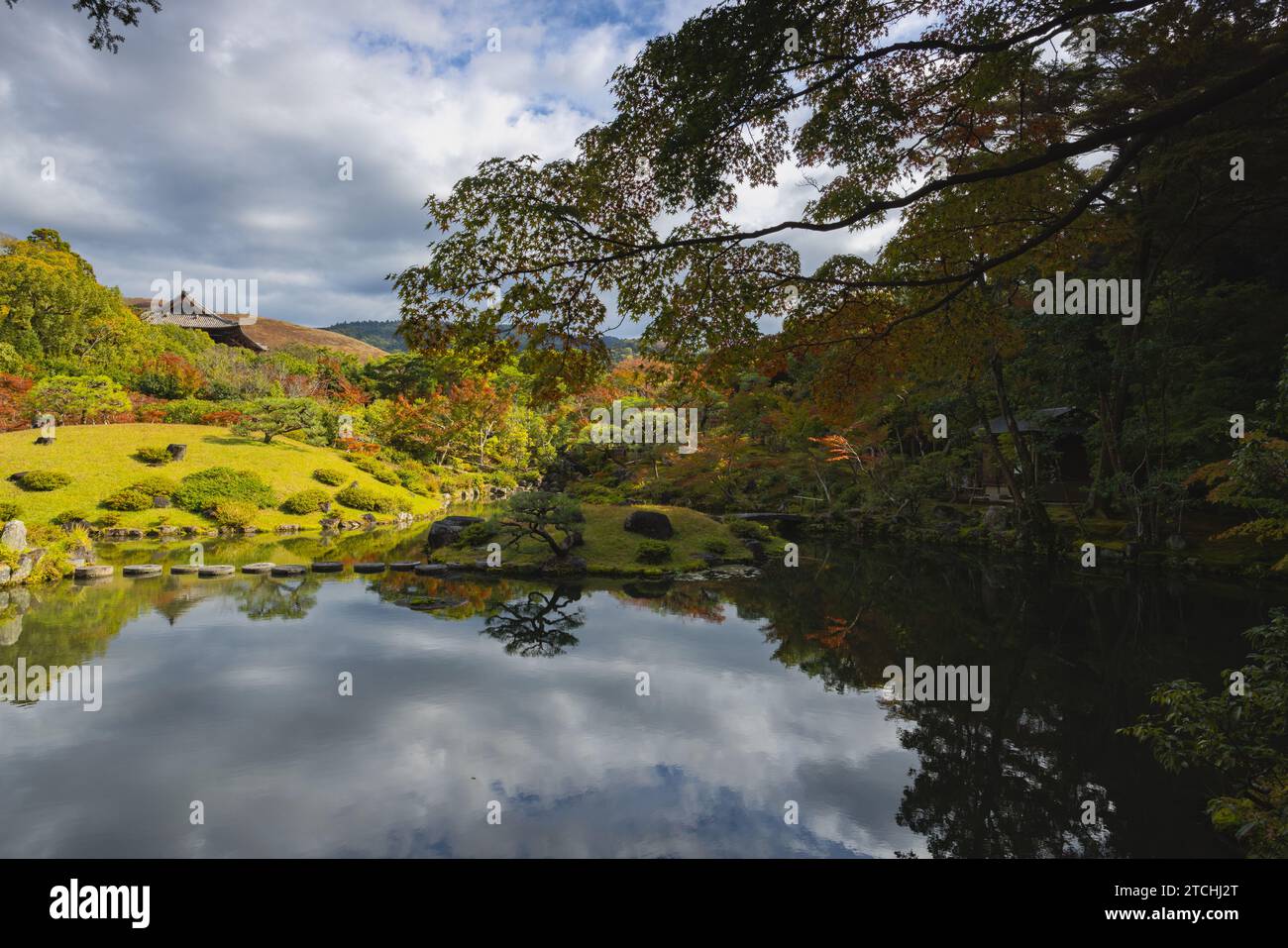 Isuien Garden in Nara.The garden is of traditional Japanese style Stock ...