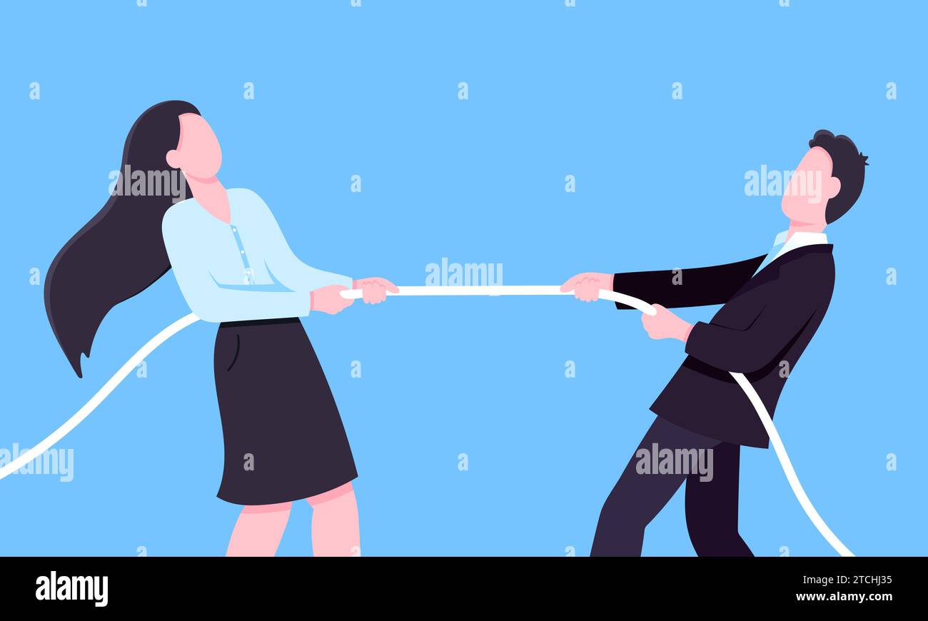 Business people play tug of war by pulling the rope. Business concept ...