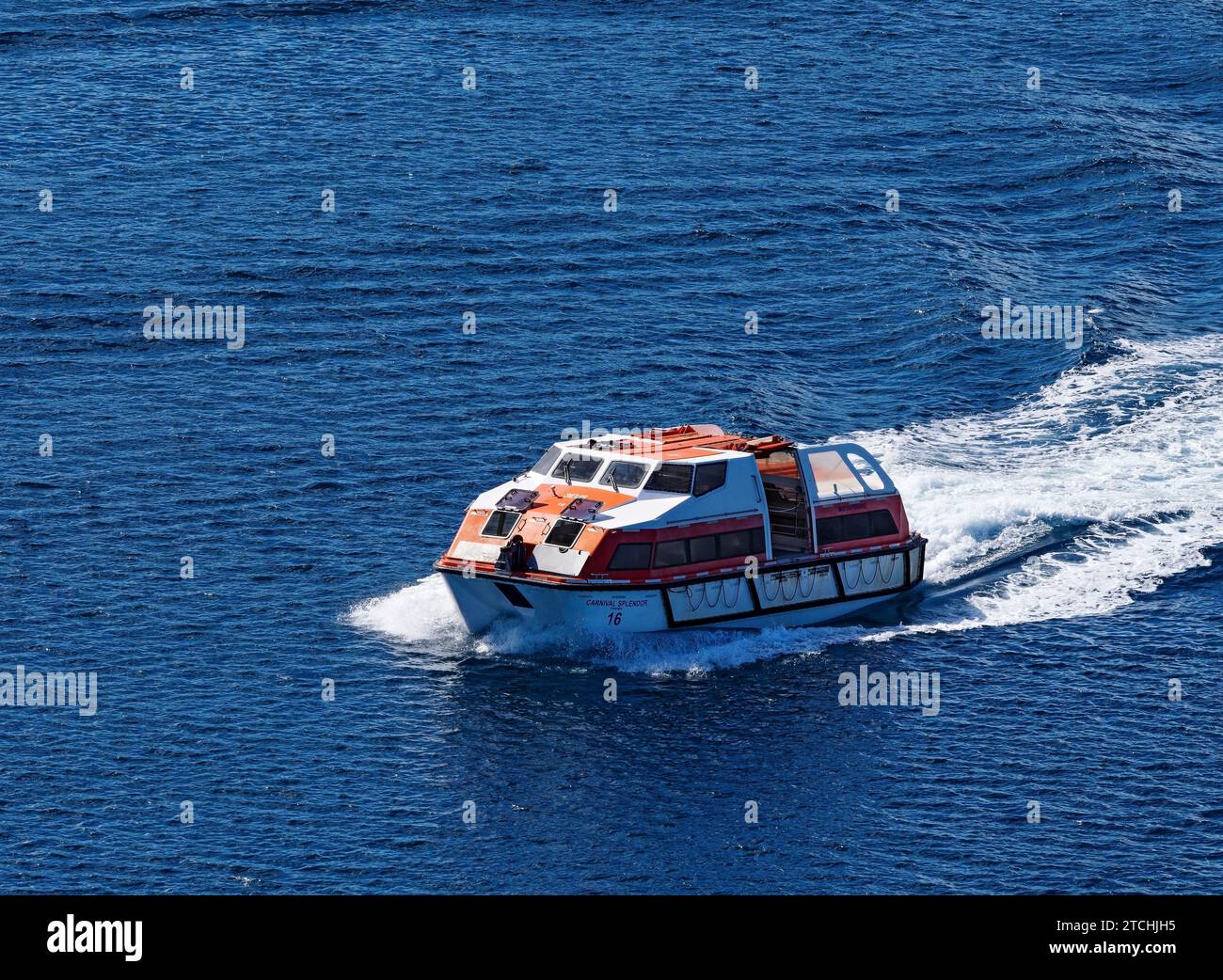 South Pacific Cruise / Cruise ship passengers aboard a tender boat from ...