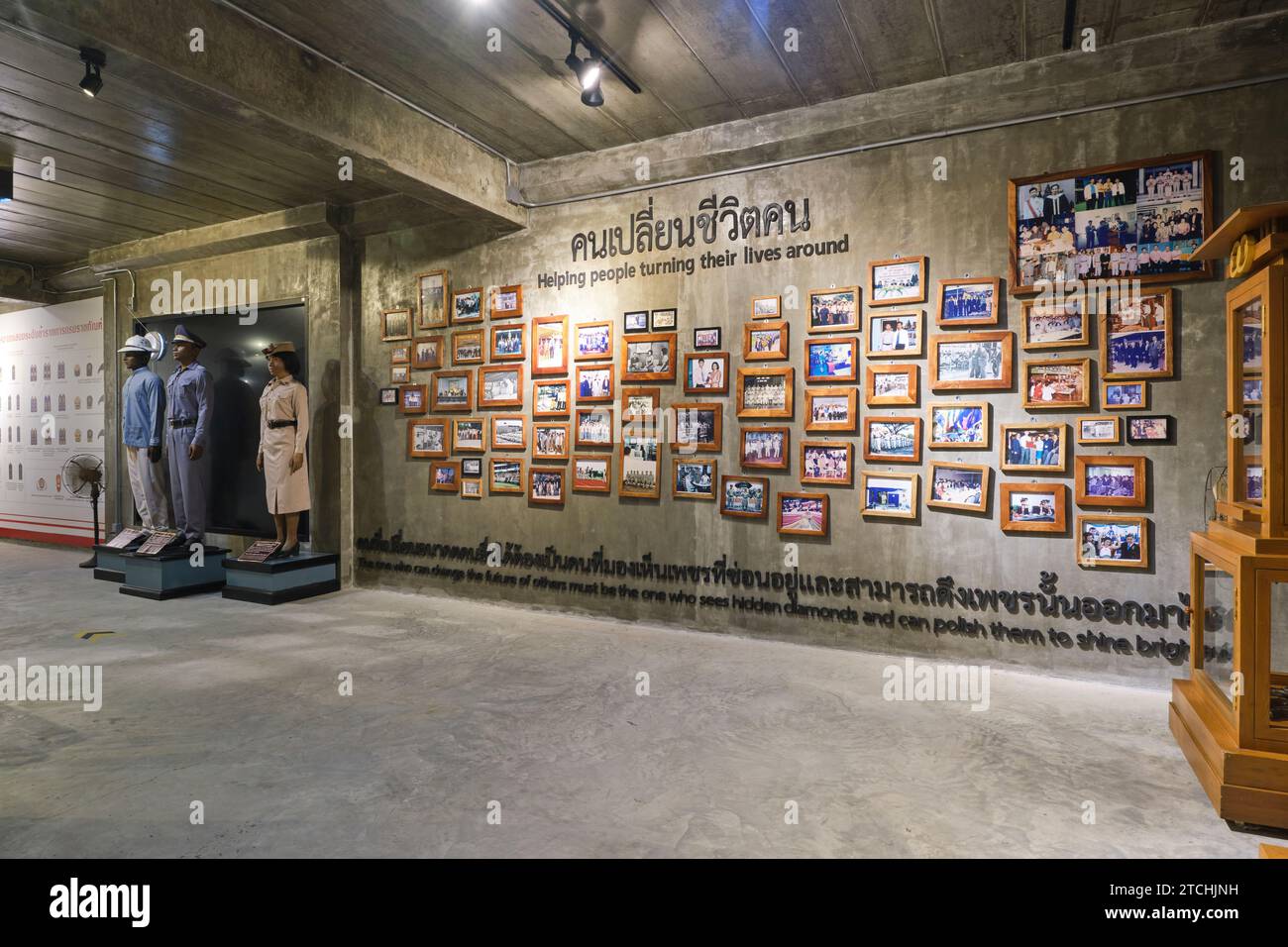 An exhibit area featuring photographs of many rehabilitated prisoners ...