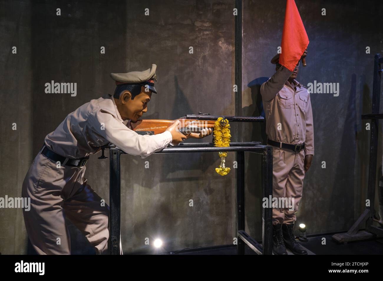 Detail in a display of an execution by machine gun, in use since 1934 ...
