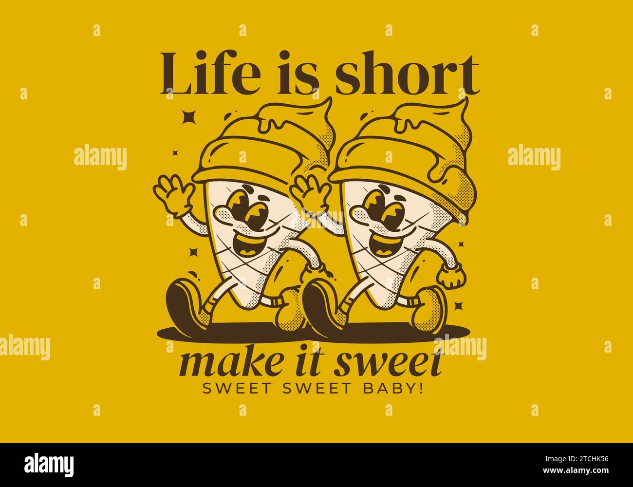 Life is short, make it sweet. Vintage mascot character illustration of ...