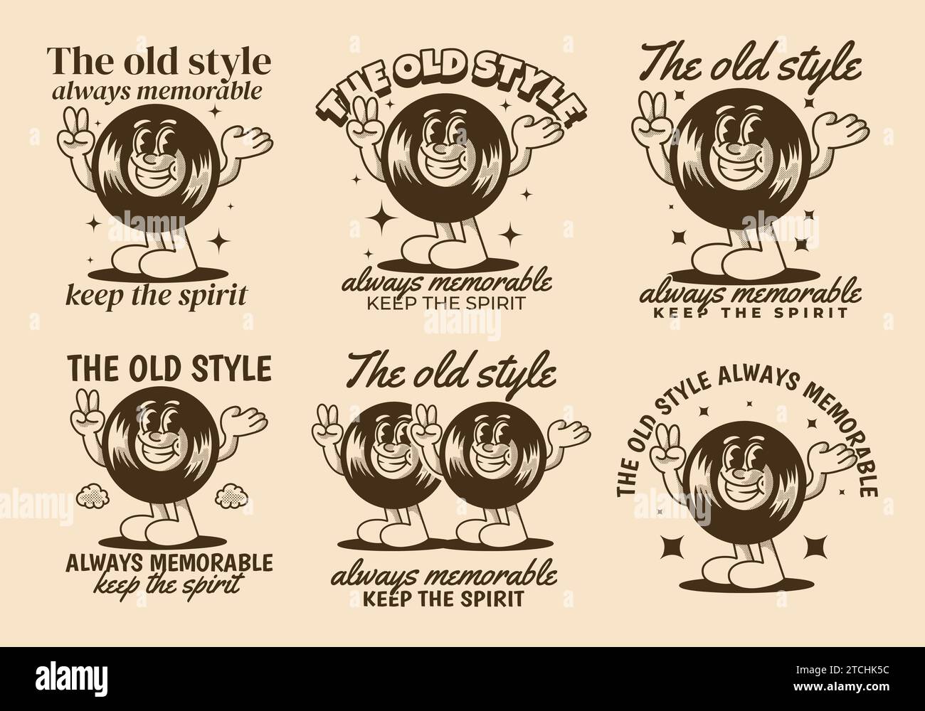 The old style always memorable. Vintage character illustration of vinyl ...