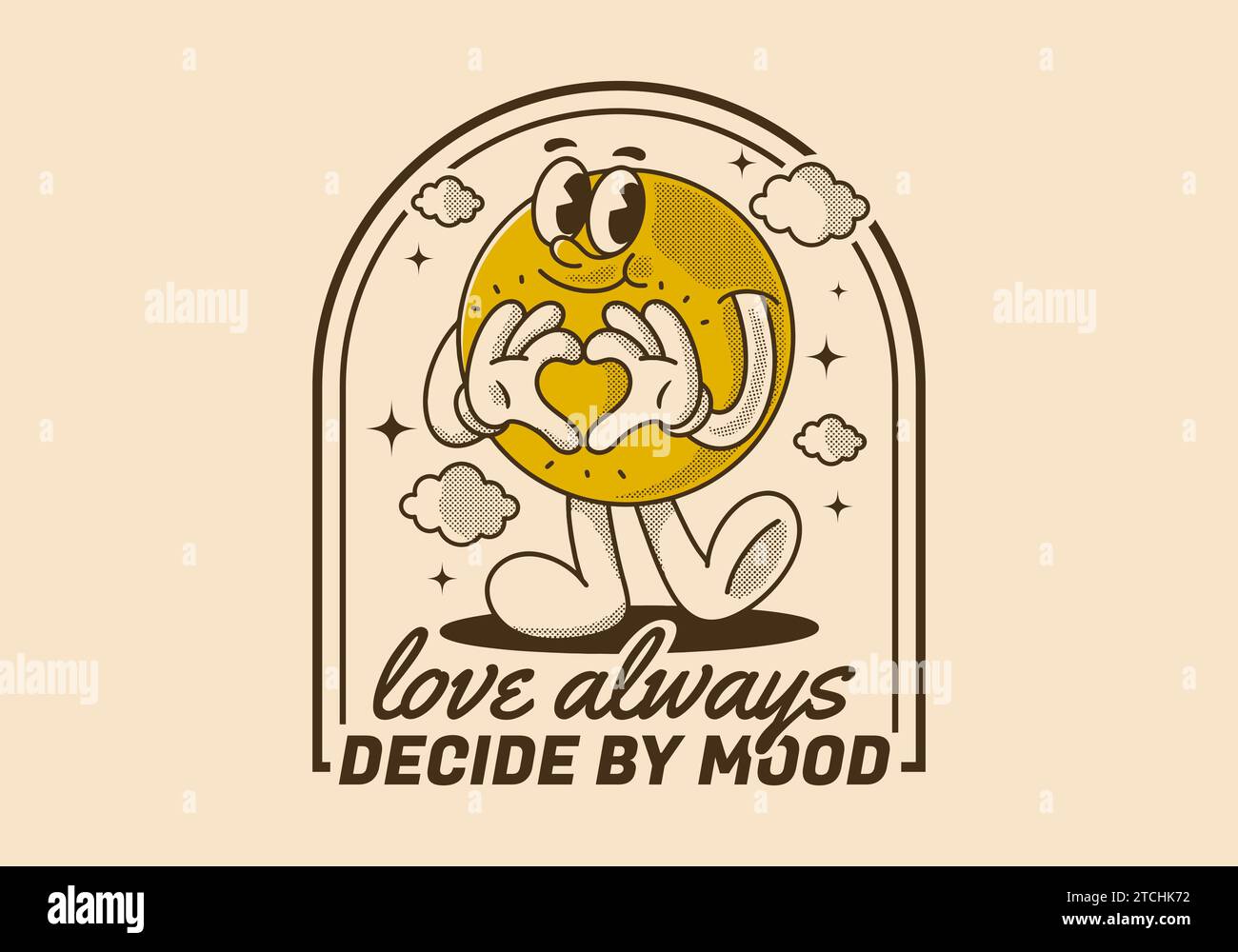 Love always decide by mood. Ball head character with happy face, hands ...